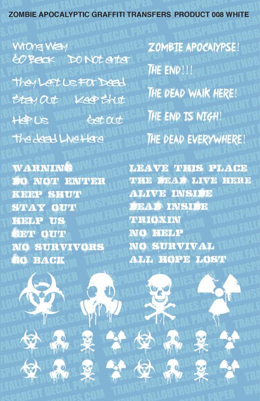 Fallout Hobbies - Fallout Hobbies Decals: Zombie Apocalyptic Graffiti ...